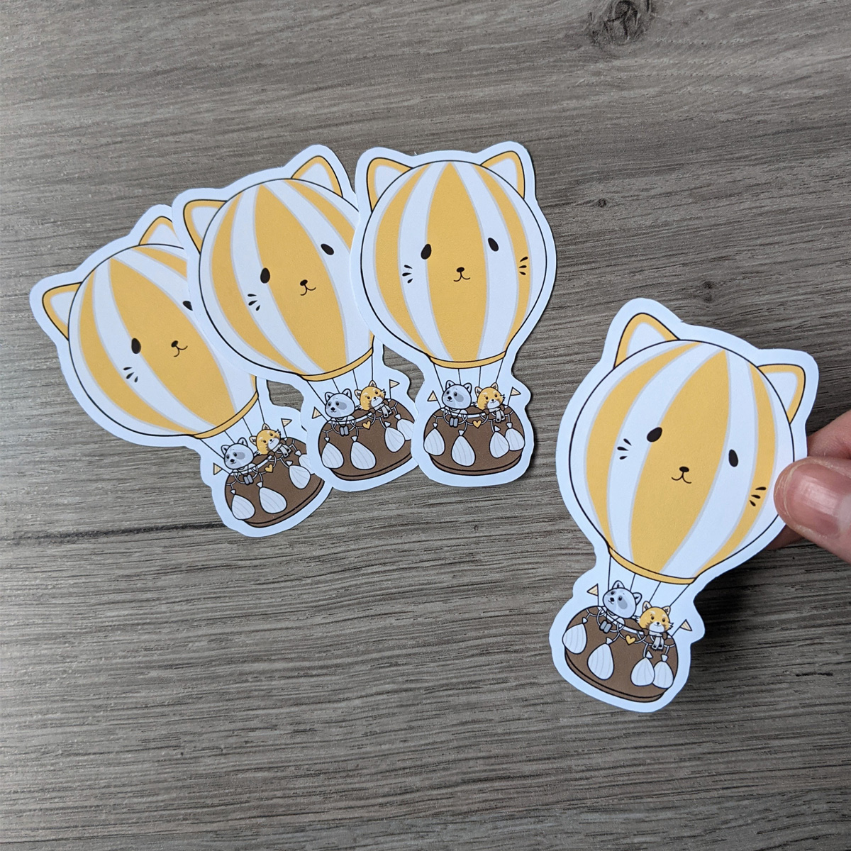 Schattige sticker met kat luchtballon - Dewy Venerius