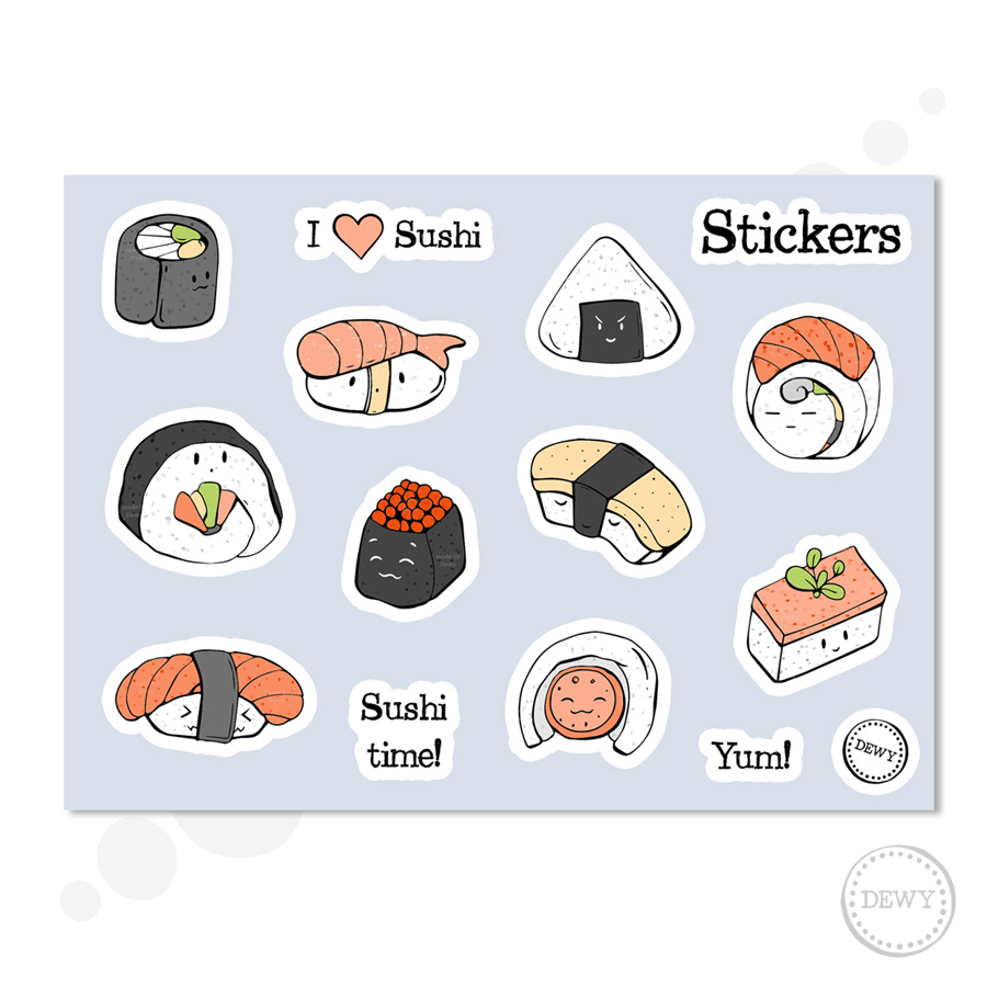 Sushi stickervel - Dewy Venerius